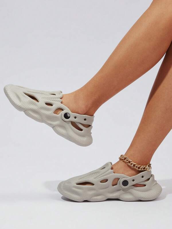 Women Hollow Out Clogs, Cool Grey EVA Vented Clogs | SHEIN USA