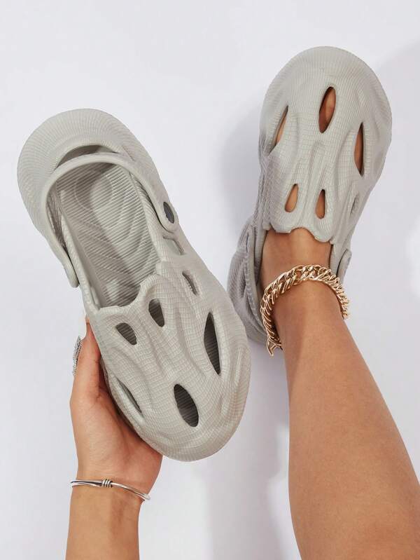Women Hollow Out Clogs, Cool Grey EVA Vented Clogs | SHEIN USA