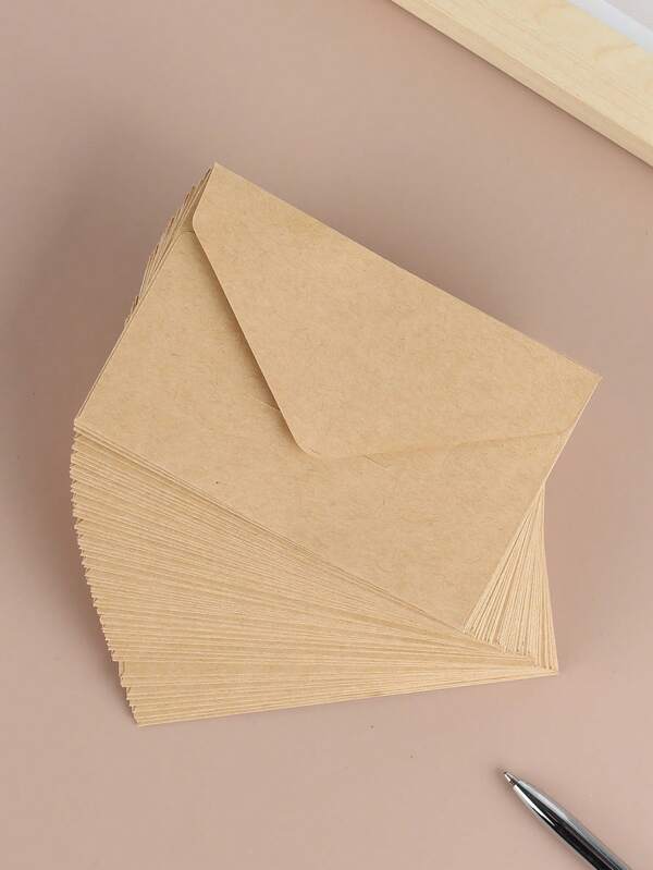 50pcs Solid Color Mini Paper Envelope, Simple Multi-purpose Envelope ...