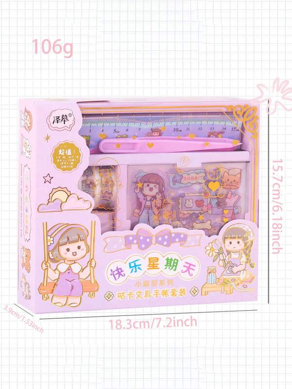 1box Cartoon Figure Graphic Clear Assorted Sticker & Card & Tweezers ...