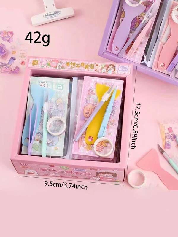 1box Cartoon Figure Graphic Clear Assorted Sticker & Washi Tape ...