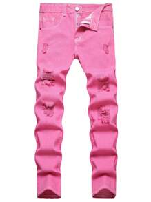 Men Cotton Ripped Frayed Skinny Jeans | SHEIN USA