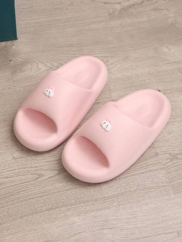 Women Cartoon Decor Single Band Slides, Preppy Pink EVA Slides | SHEIN USA