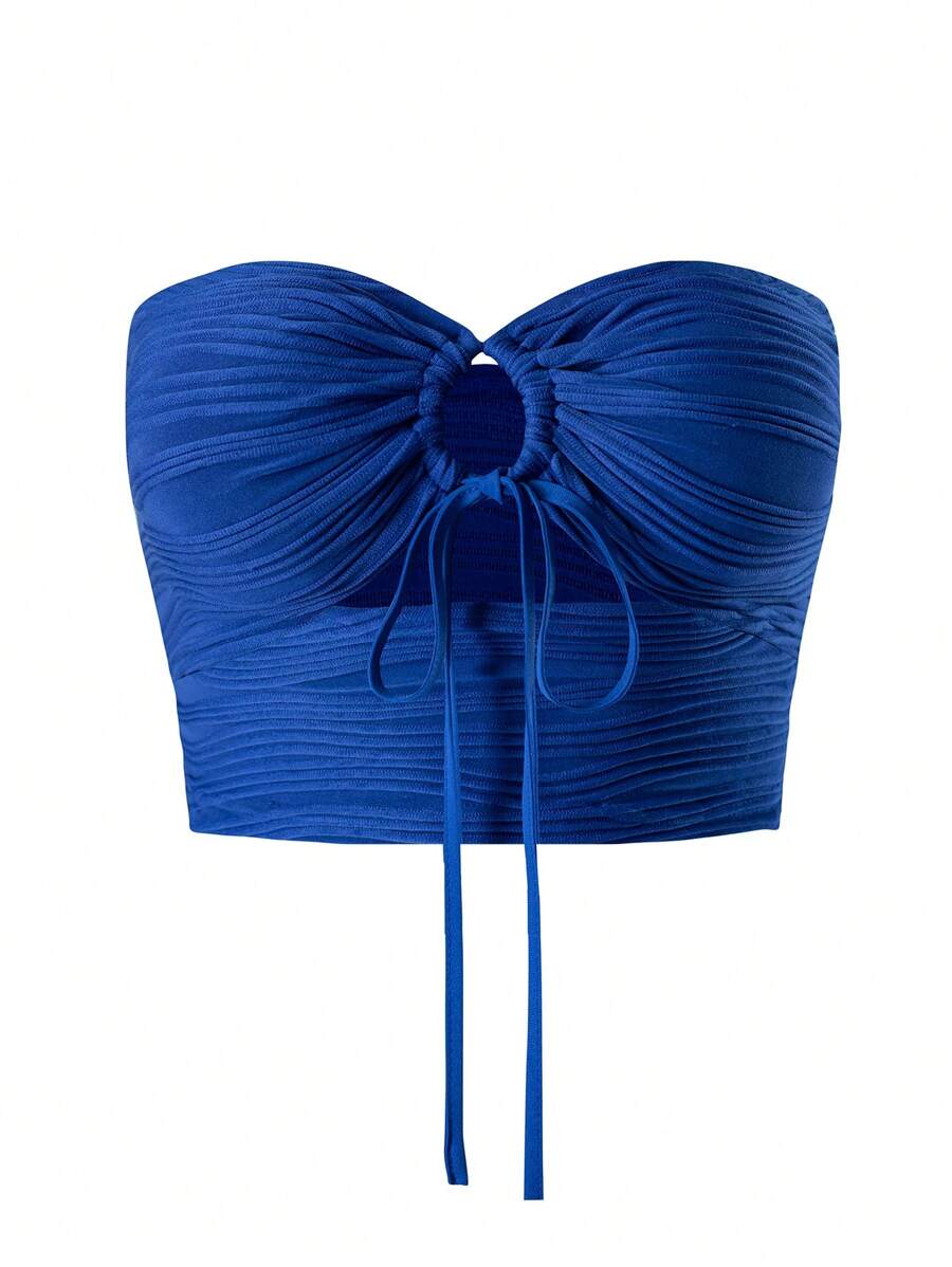 Flirla Drawstring Front Cut Out Tube Top | SHEIN USA