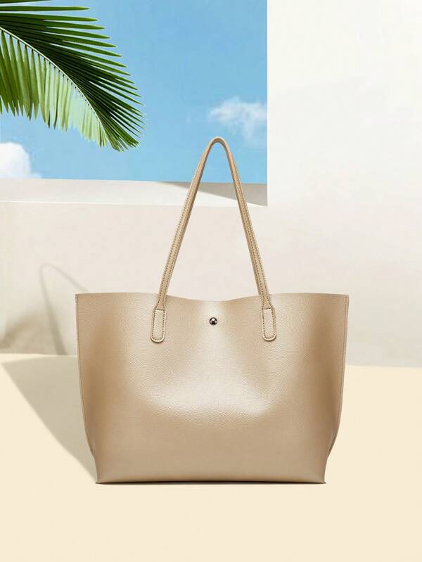 Large Shoulder Tote Bag Zip Front Metallic | SHEIN USA