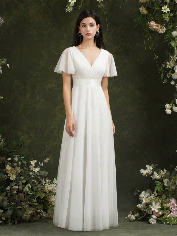 BABYONLINE D.R.E.S.S. Butterfly Sleeve Mesh Insert Dress | SHEIN USA