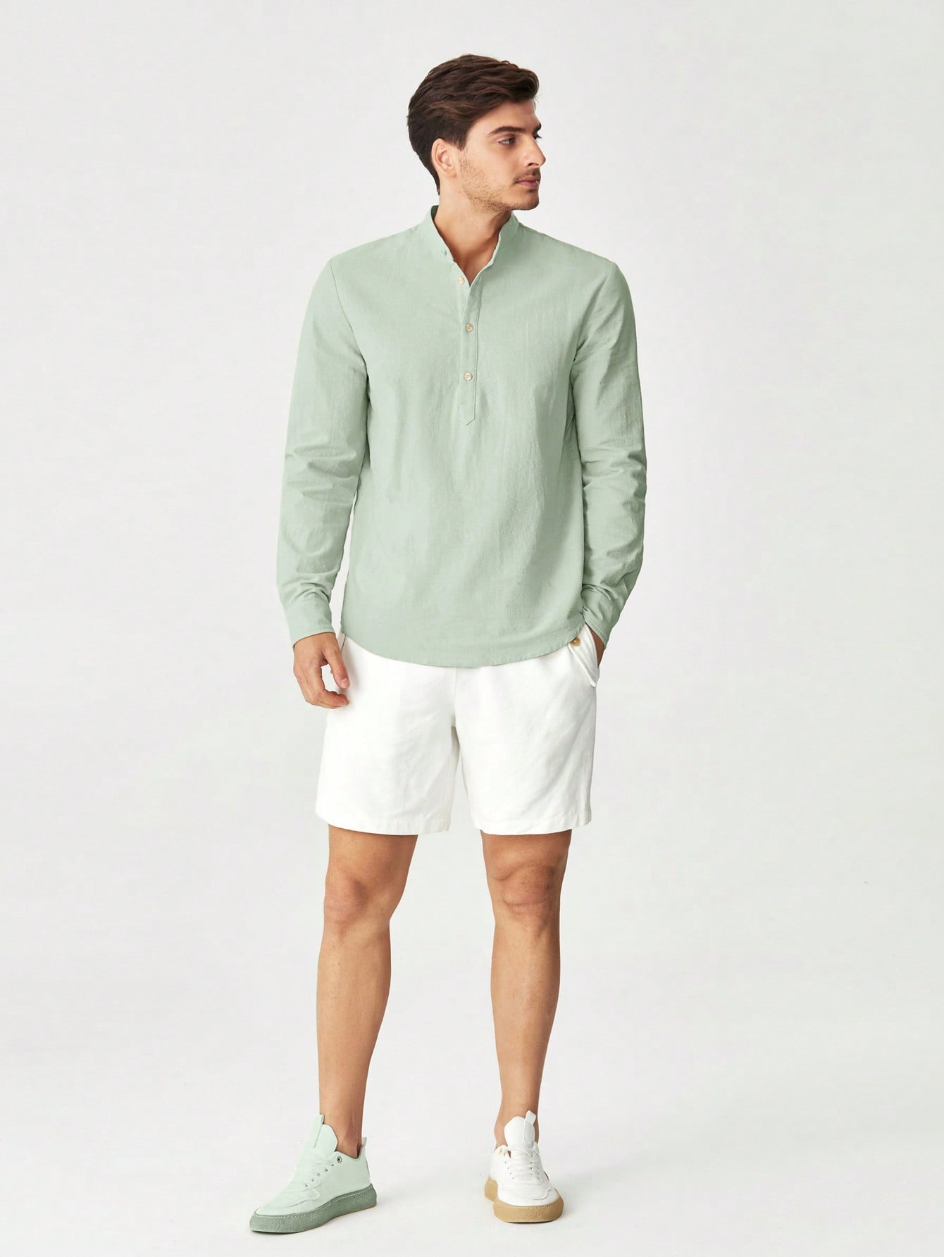 Manfinity Homme Loose Men's Half-Button Shirt | SHEIN USA