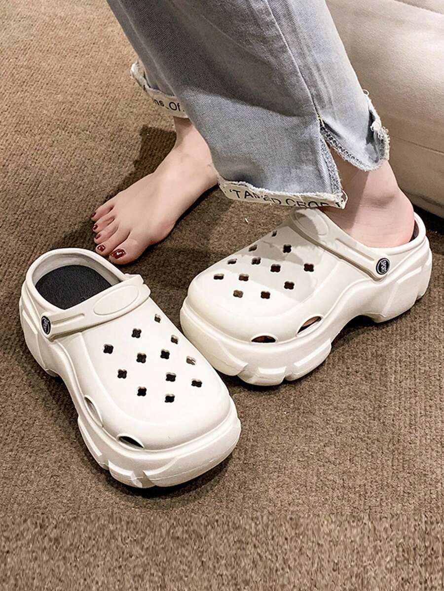 Fashion White Vented Clogs For Women, Hollow Out Design Two Way Wear ...