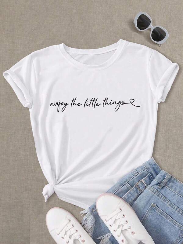 Shein Essnce Plus Slogan Graphic Tee Shein Usa