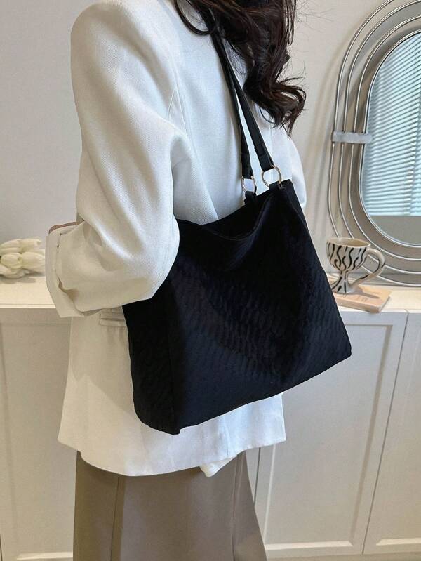 Bolsa cuadrada minimalista doble asa negro | Moda de Mujer | SHEIN México