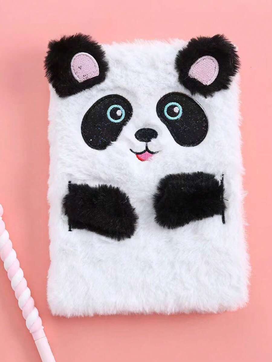 1pc Cartoon Panda Design Plush Notebook, Cute Journal Notebook For ...