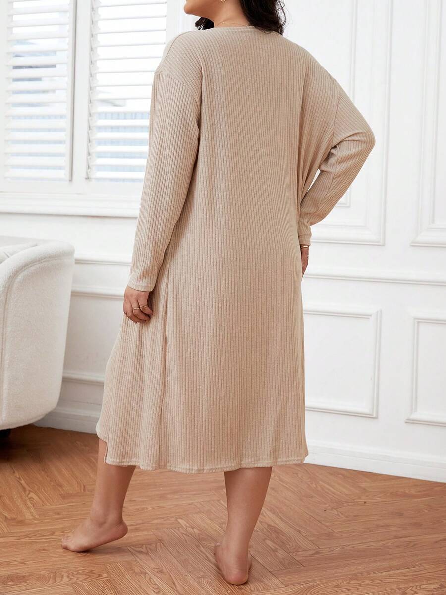 Plus Solid Cami Nightdress & Open Front Robe | SHEIN USA