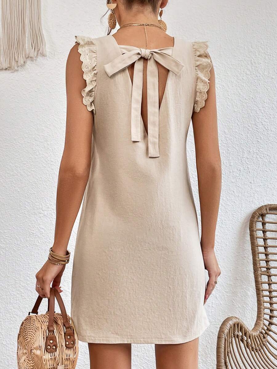 SHEIN VCAY Kleid mit Band hinten, Rüschenbesatz | aktuelle Trends ...