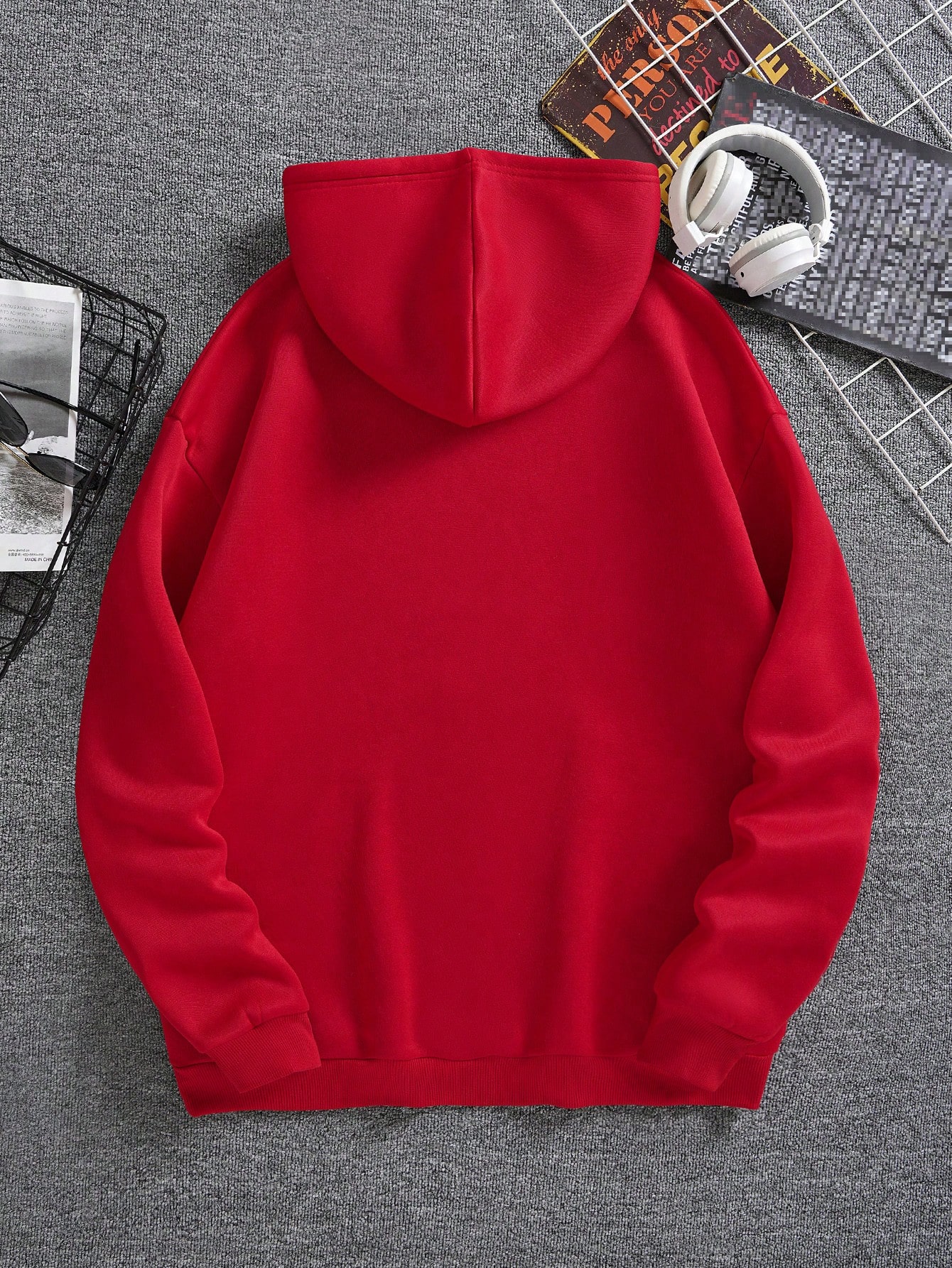 Men Cartoon And Slogan Graphic Drawstring Thermal Lined Hoodie Shein Usa