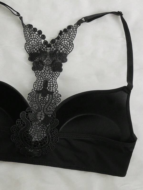 Contrast Lace Front-Close Bra | SHEIN UK