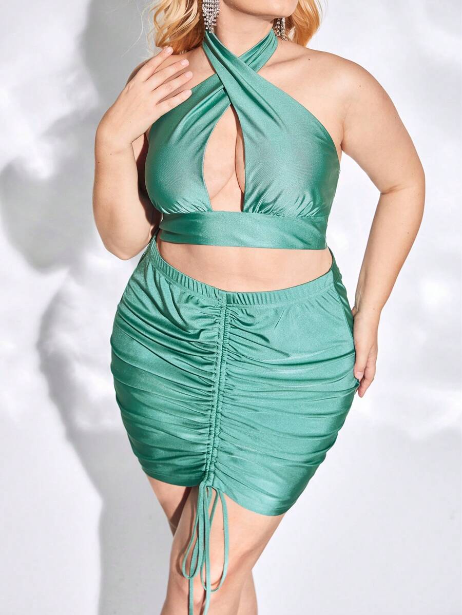 Evolushein X Anitta Plus Crisscross Tie Backless Halter Top