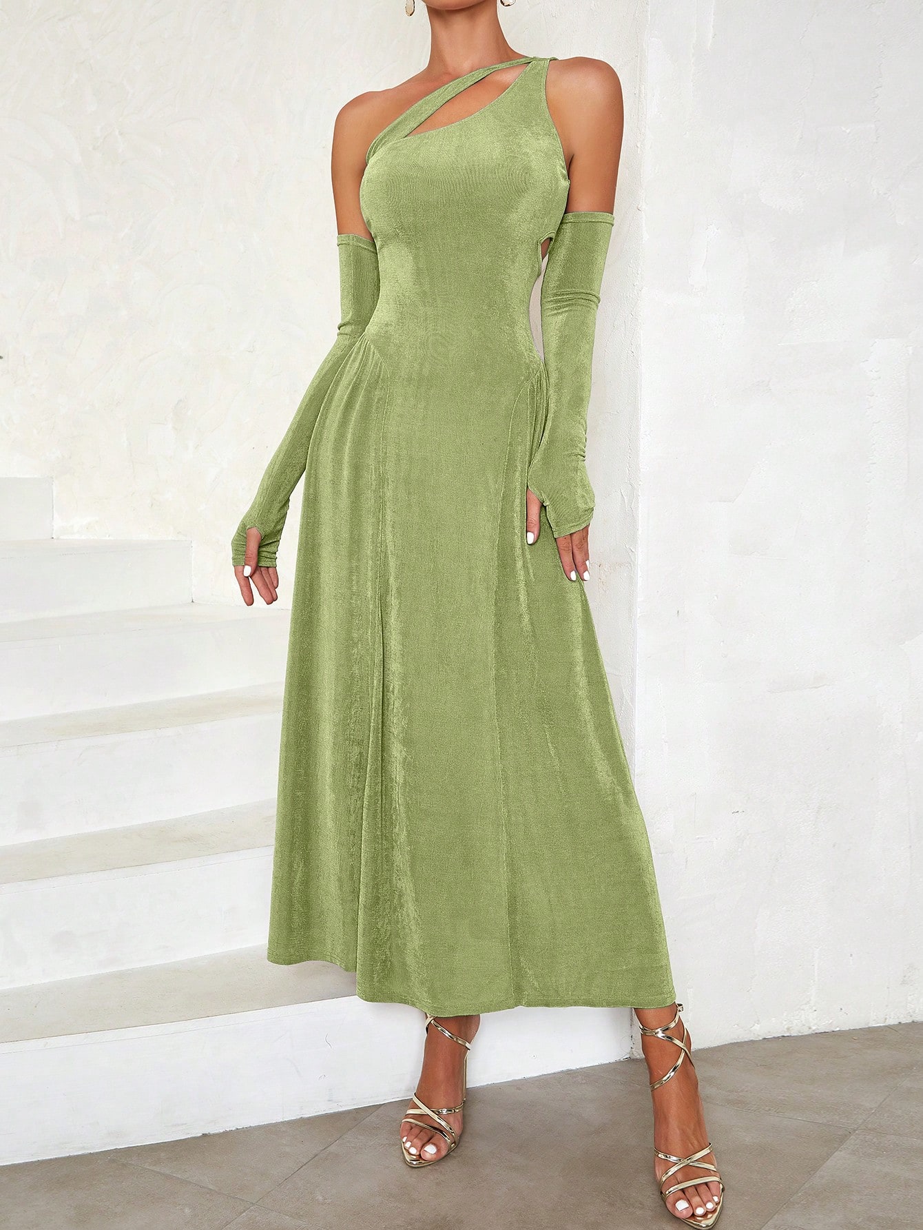 One Shoulder Cut Out Dress With Armsleeves | SHEIN USA