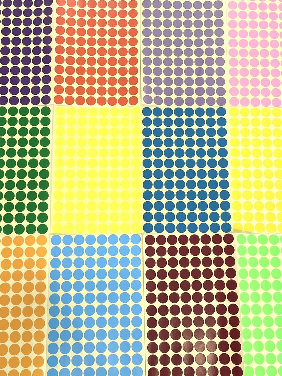 12pcs Mixed Color Dot Label Sticker, Simple Multi-purpose Writable ...