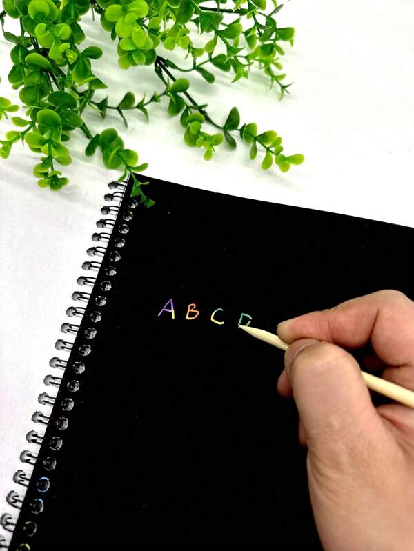 1pc Letter Graphic Cover Spiral Scratch Book, Simple Easy To Draw ...