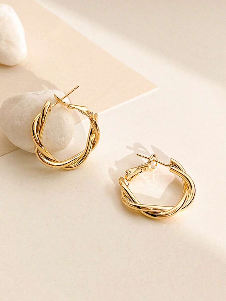 Twist Design Hoop Earrings | SHEIN USA