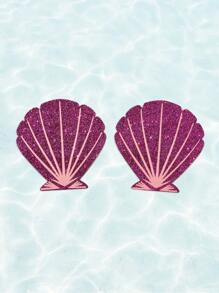 ROMWE Fairycore 1 Pair Mermaid Shell Shaped Glitter Nipple Cover ...