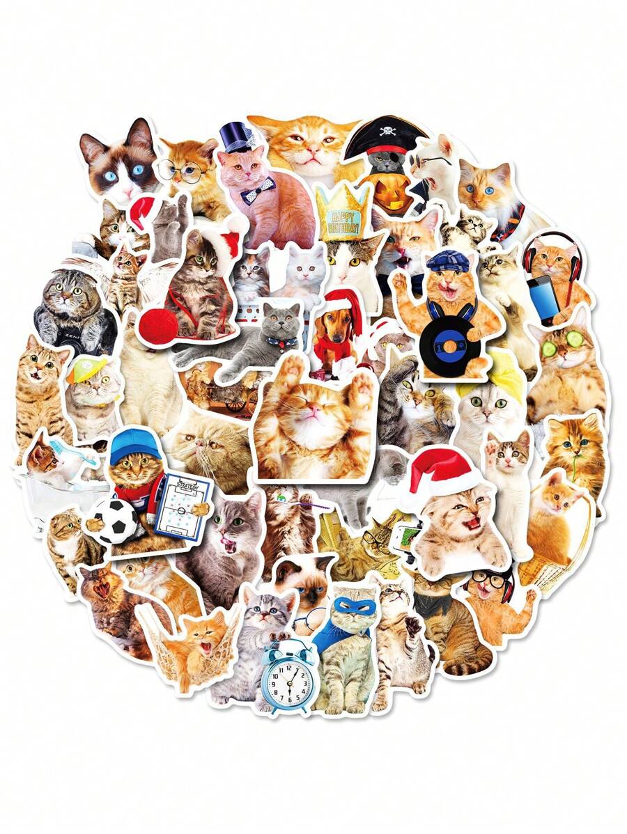 50Pcs Cute Cats Stickers, Funny Cats Meme Stickers for Kids Teens and ...