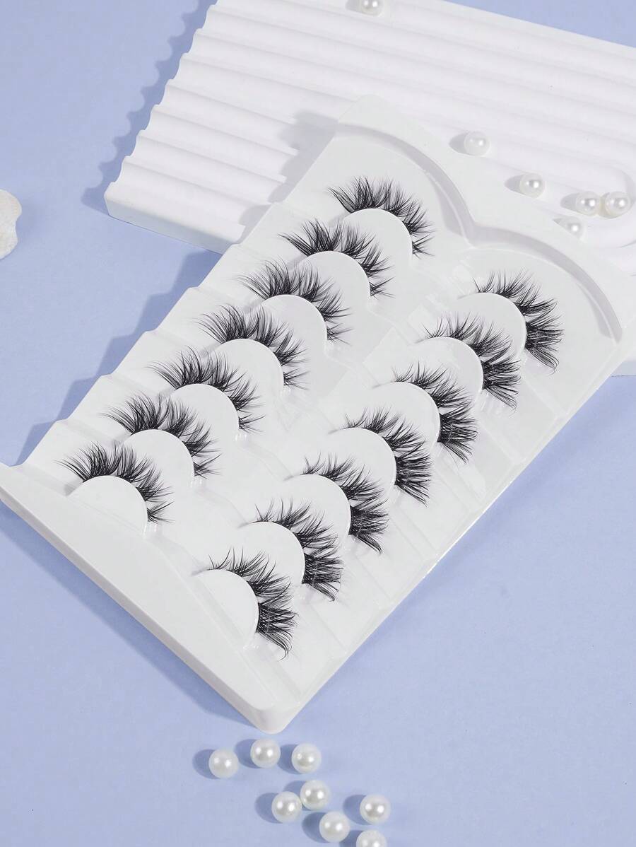 MAGEFY 7 Pairs Of Natural Full False Eyelashes With Clear Stem,Fluffy ...