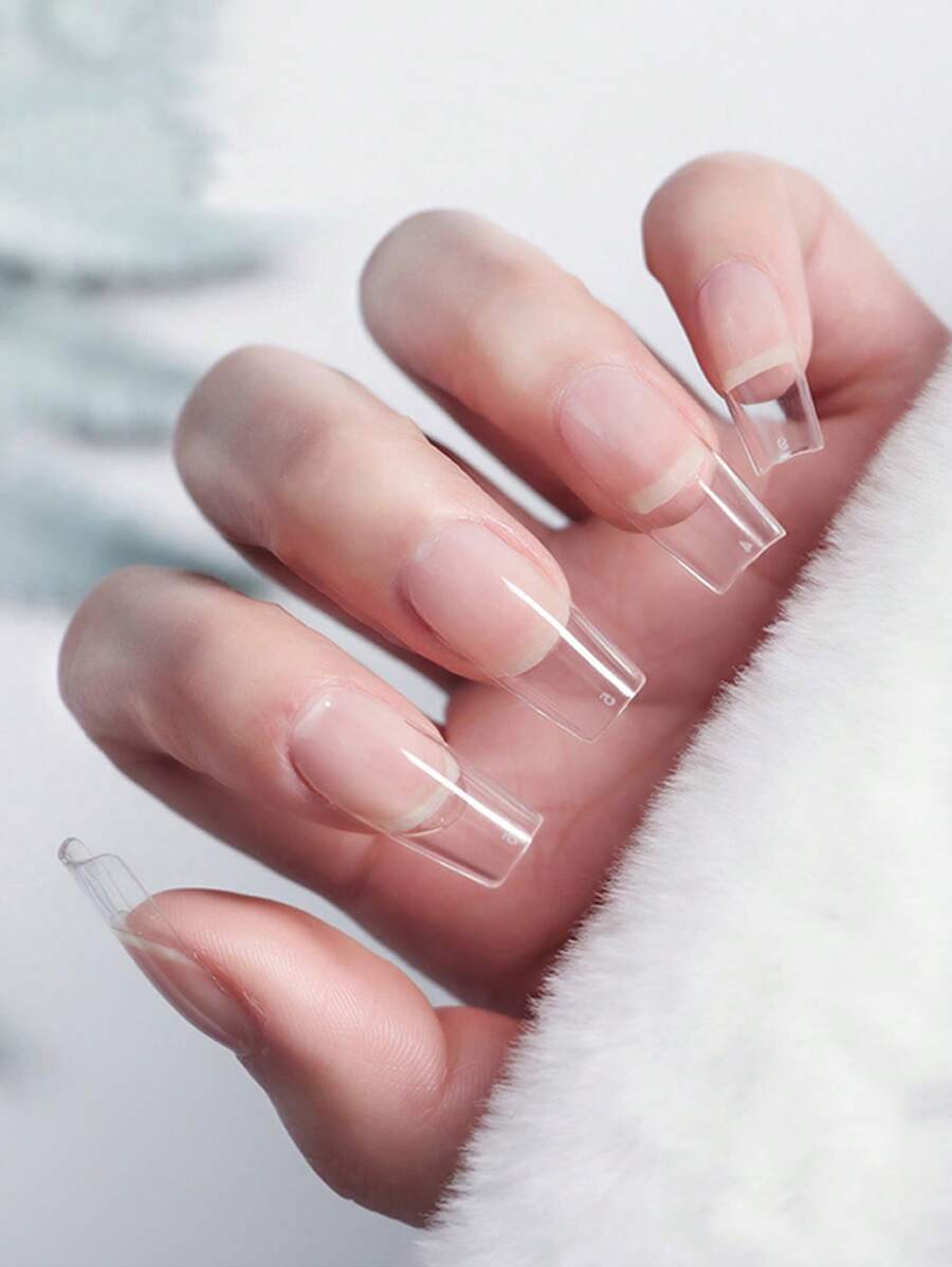 Transform Your Nails With 120pcs Long Coffin Clear Fake Nail Clear Full