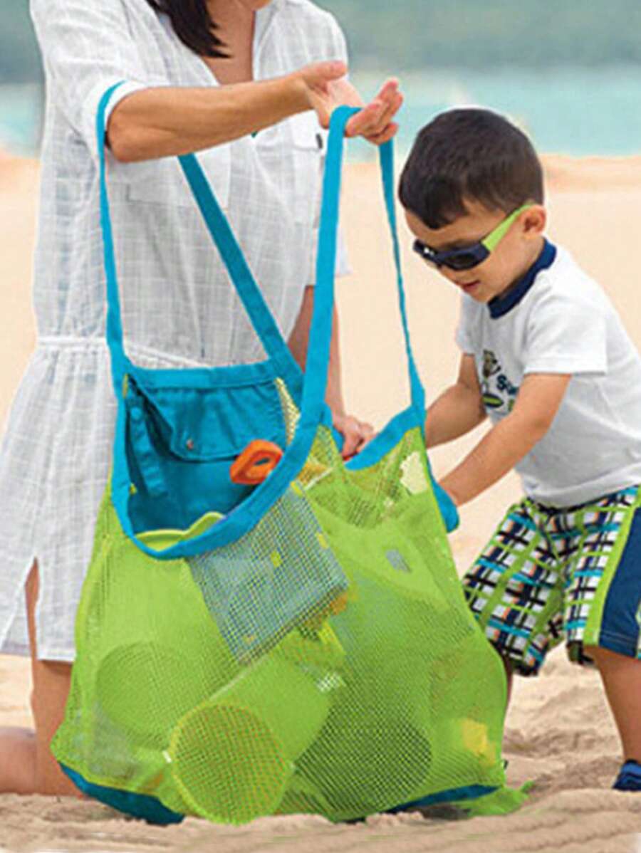 Large Beach Bag Contrast Binding Mesh Design Vacation School Supplies ...
