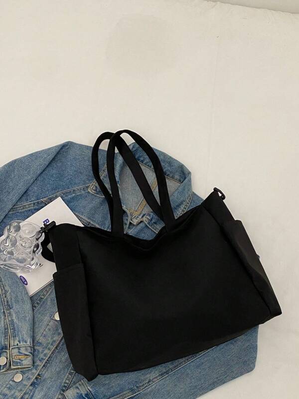 Large Shopper Bag Multi-Pocket Casual Black | SHEIN USA