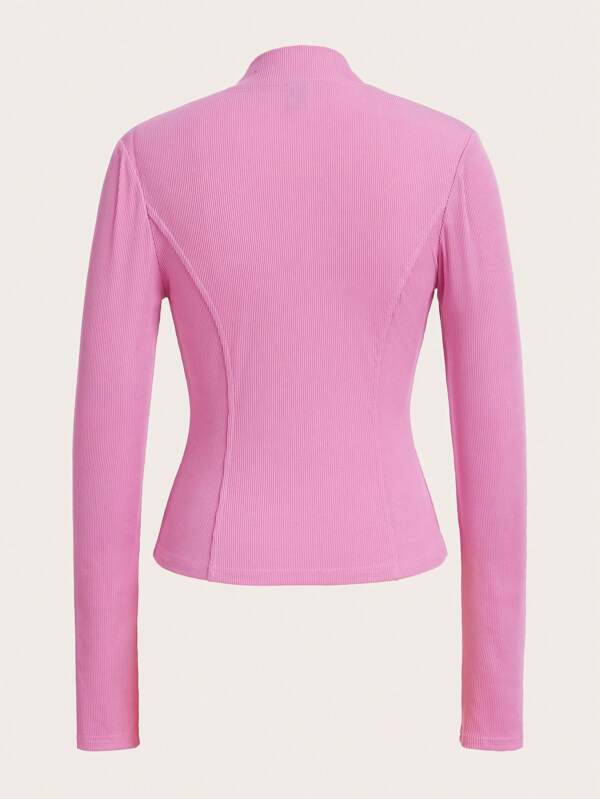 Shein Ezwear Ribbed Knit Zip Up Jacket Shein Usa