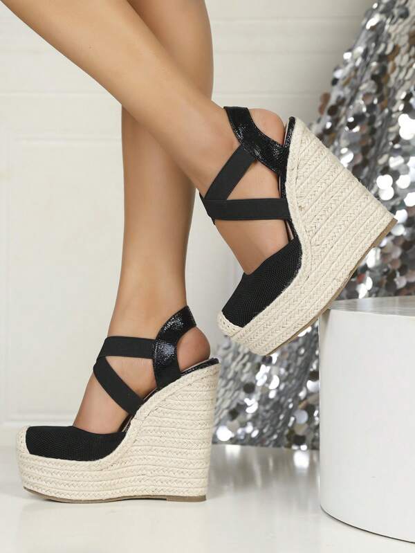 Women Minimalist Espadrille Slingback Wedge Shoes, Fabric Vacation ...