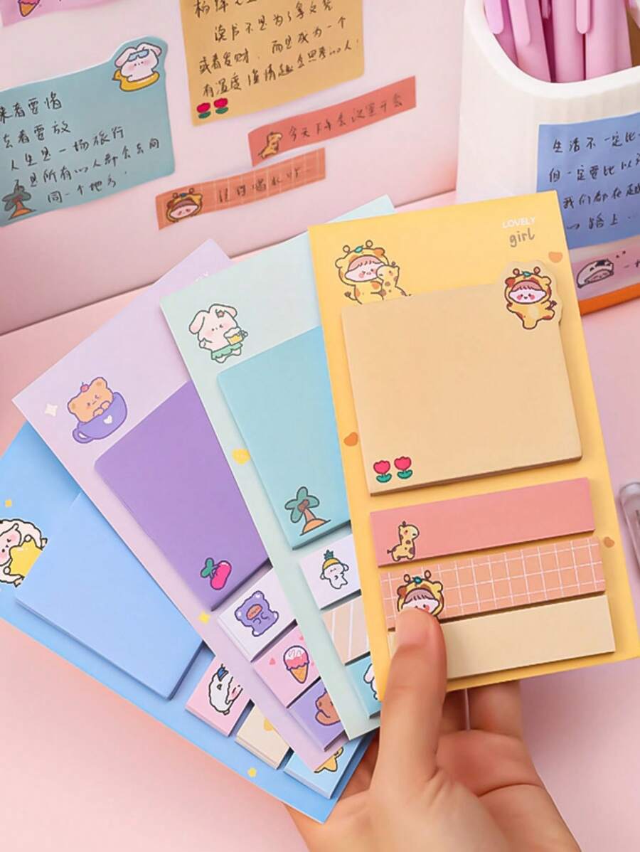 4pcs Cartoon Graphic Sticky Note, Creative Multi-purpose Easy To Post ...