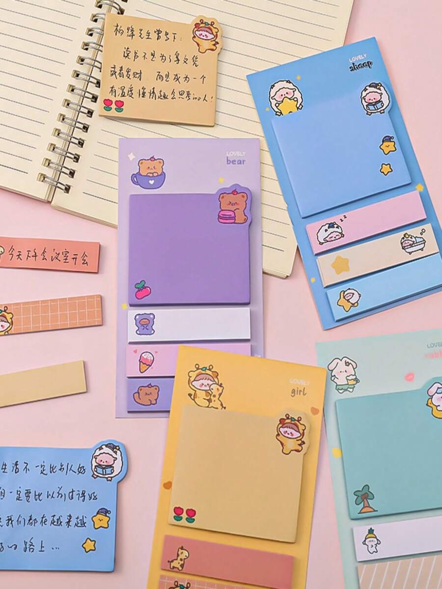 4pcs Cartoon Graphic Sticky Note, Creative Multi-purpose Easy To Post ...