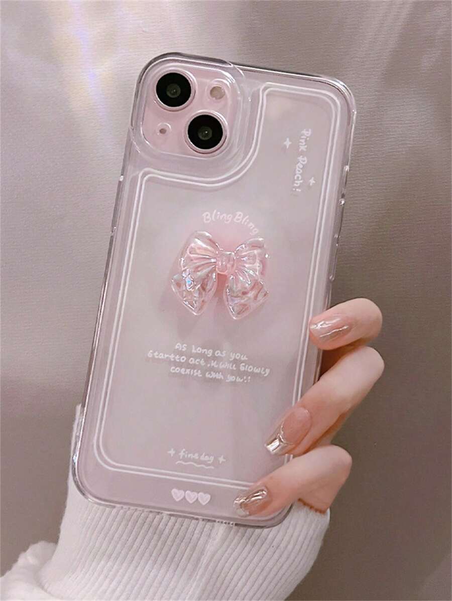 Transparent Cute Bow Phone Case Compatible With iPhone15/15Plus/15Pro ...