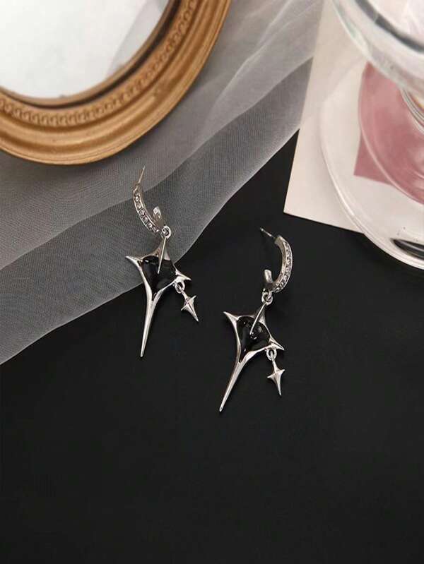 Rhinestone Star Decor Drop Earrings | SHEIN UK