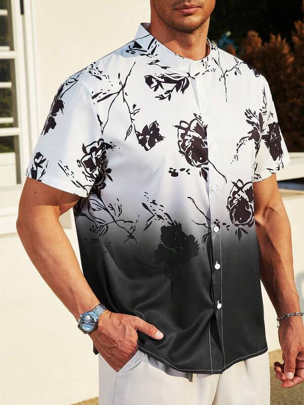 Extended Sizes Men Floral Print Shirt | SHEIN USA