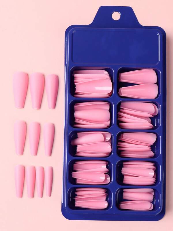 Upgrade Your Look with 2boxes Long Coffin Plain Fake Nail | SHEIN USA