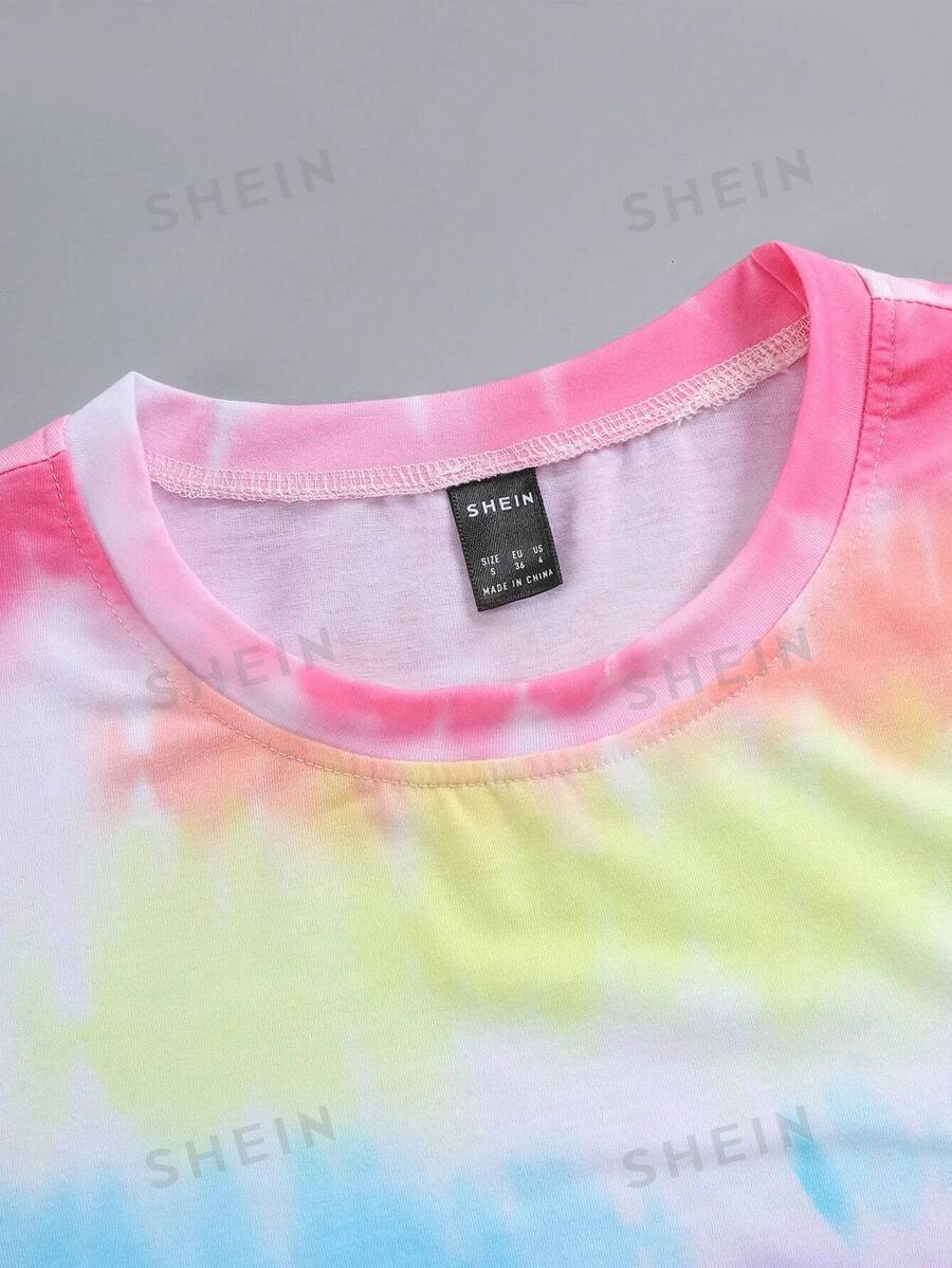 SHEIN LUNE Camiseta de tie dye de cuello redondo | Moda de Mujer ...