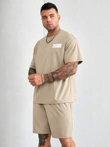 EASEVO Men Plus Letter Graphic Tee & Shorts | SHEIN USA