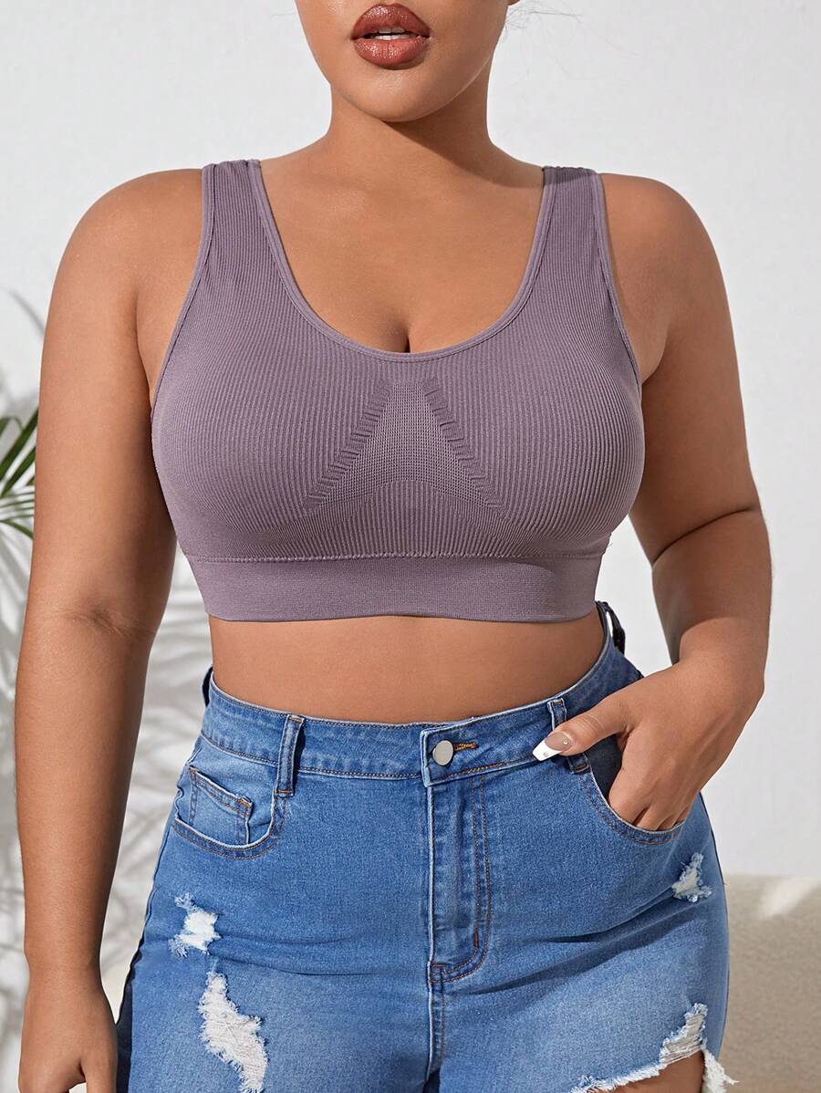 Plus Solid Wireless Bra | SHEIN USA