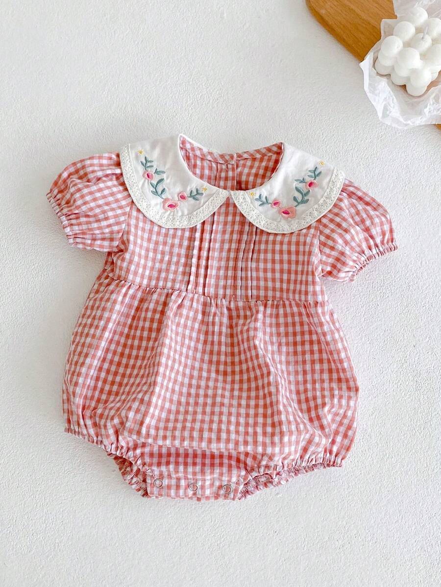 Baby Girl's Pink Romper With Peter Pan Collar For Summer for Sale ...