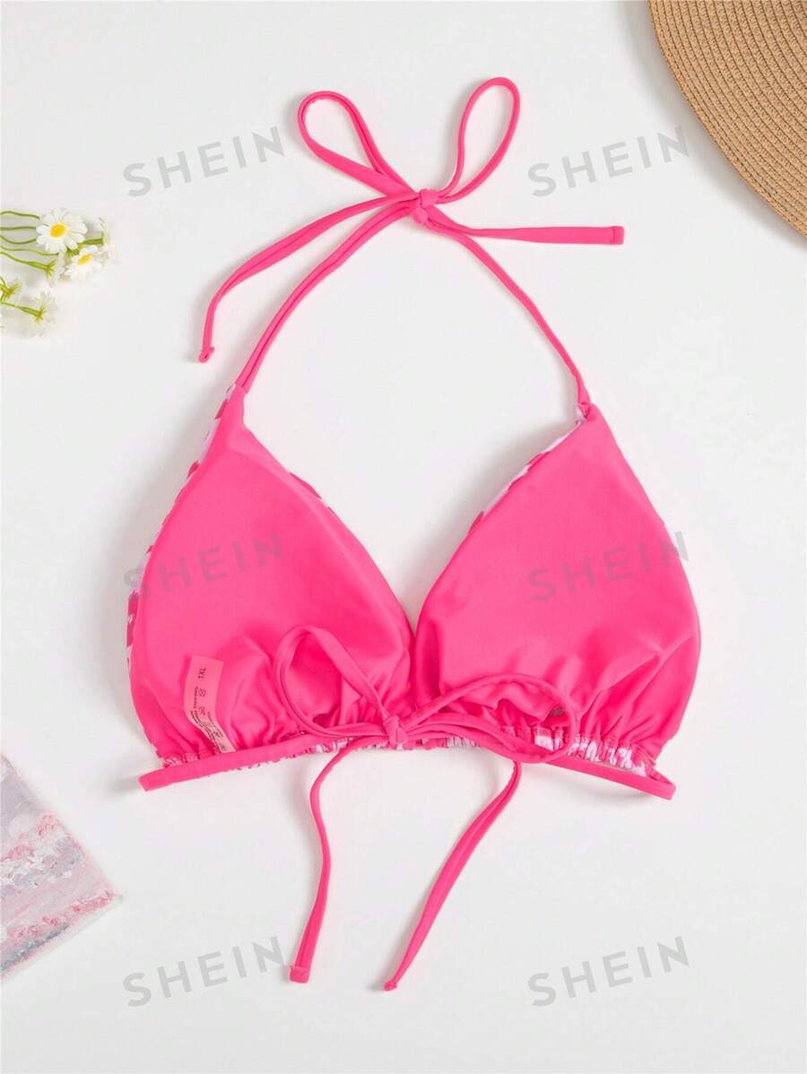 Shein Swim Vcay Plus Leopard Halter Triangle Bikini Top Shein Usa