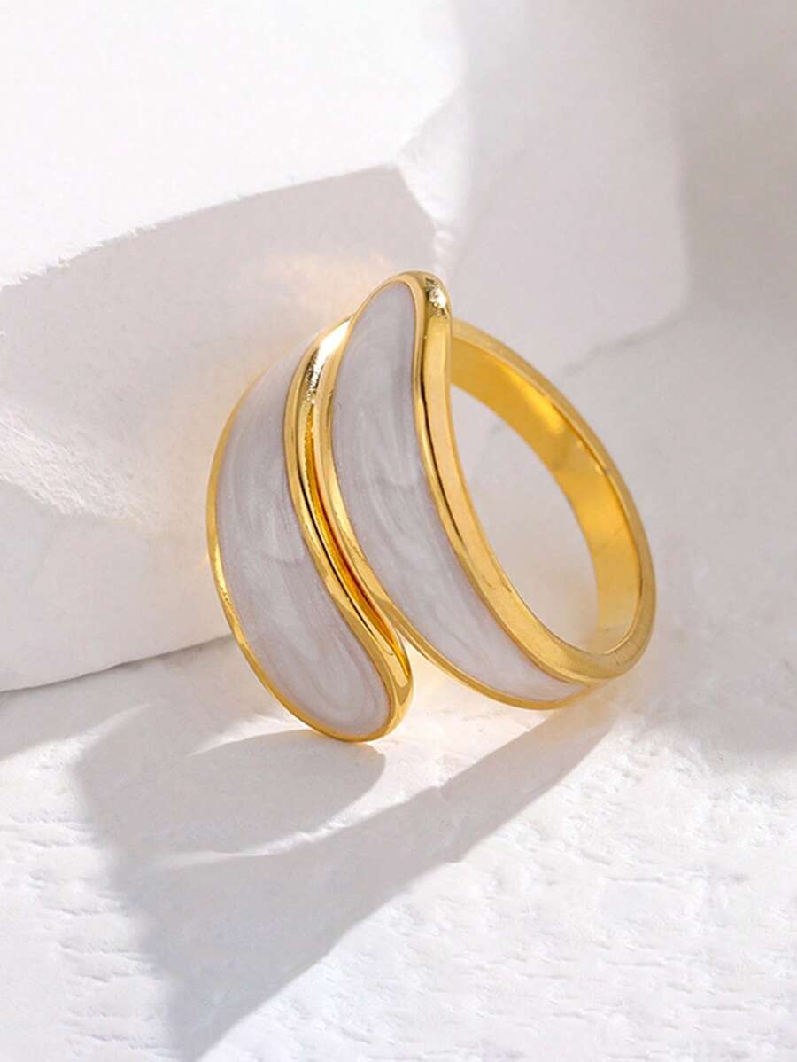 1pc Fashionable Stainless Steel Two Tone Wrap Ring For Women For Daily ...