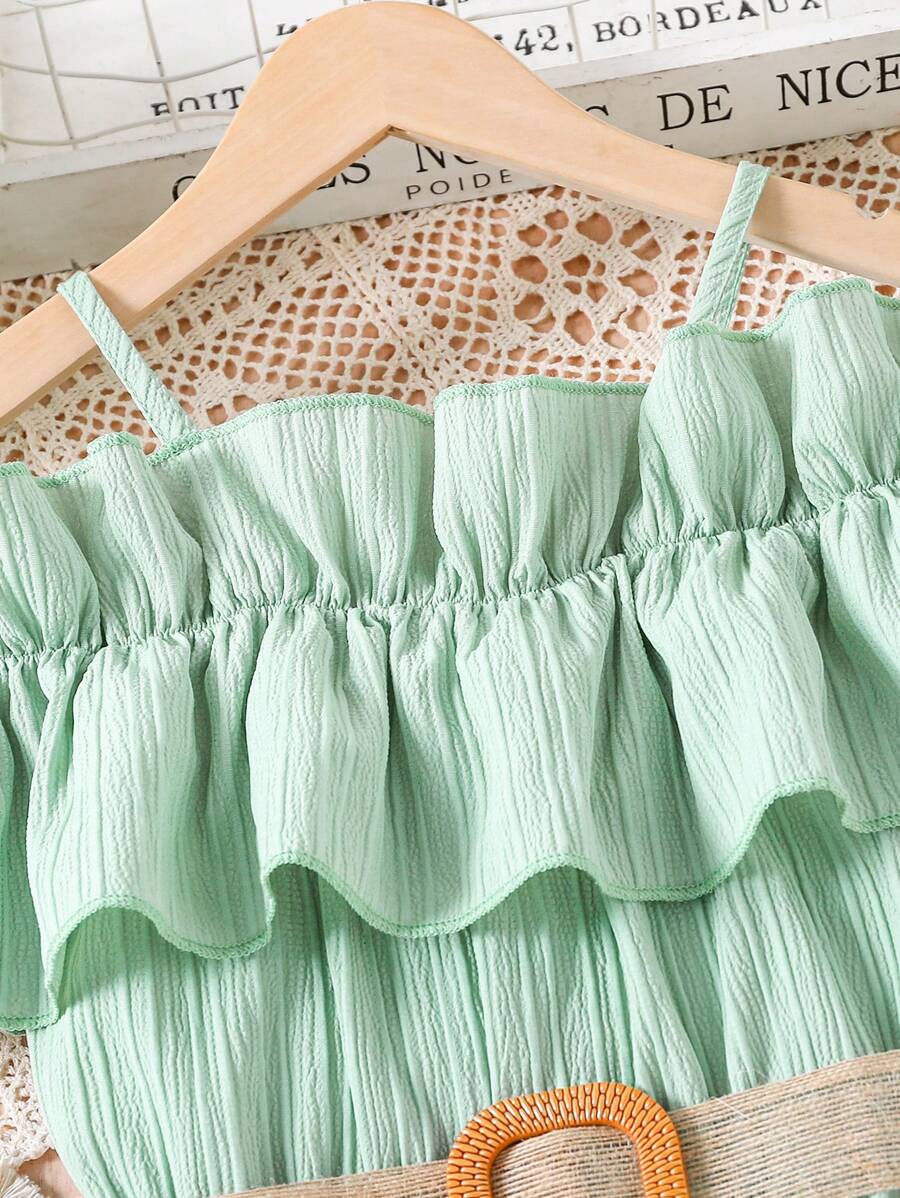 Shein Tween Girl Cold Shoulder Ruffle Trim Belted Dress Shein Usa