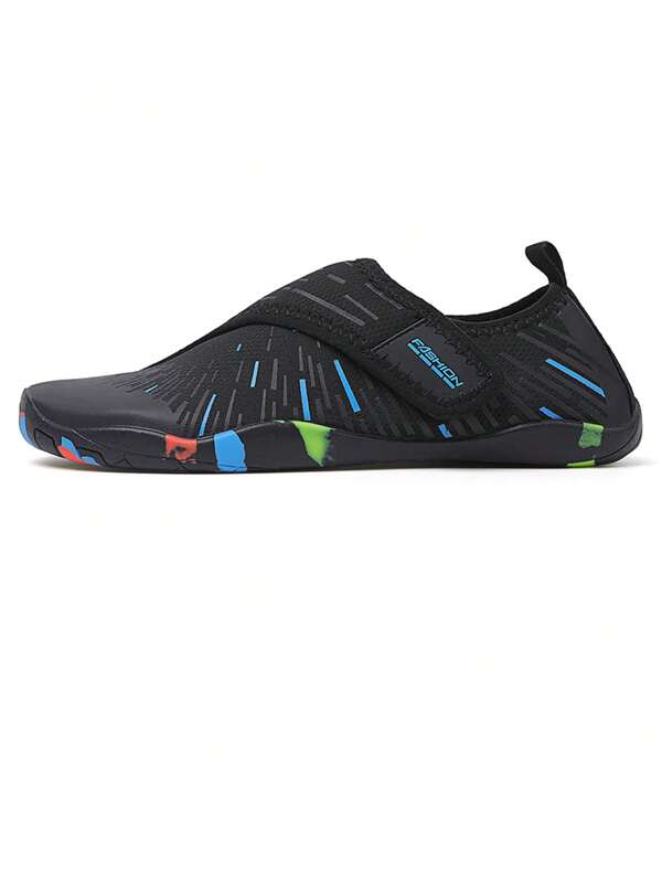 Sporty Aqua Shoes For Women, Colorblock Hook-and-loop Fastener Strap ...