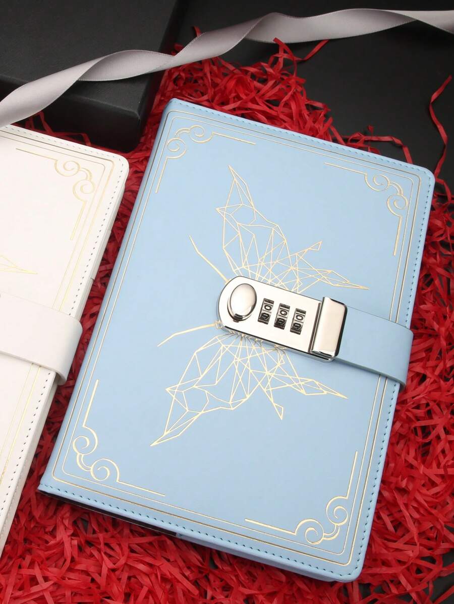 1pc Butterfly Pattern Lock Notebook, Cute Portable Journal Notebook For ...