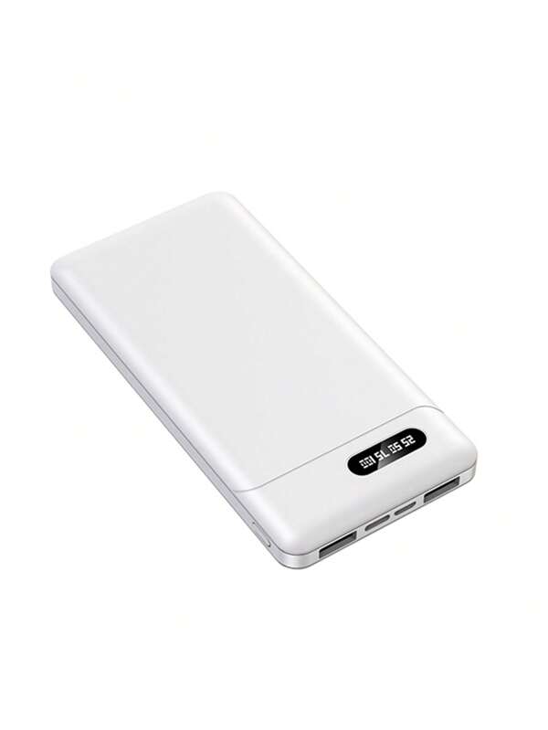 1pc Portable Charger 10000mAh Type C Power Bank, White Power Bank With ...