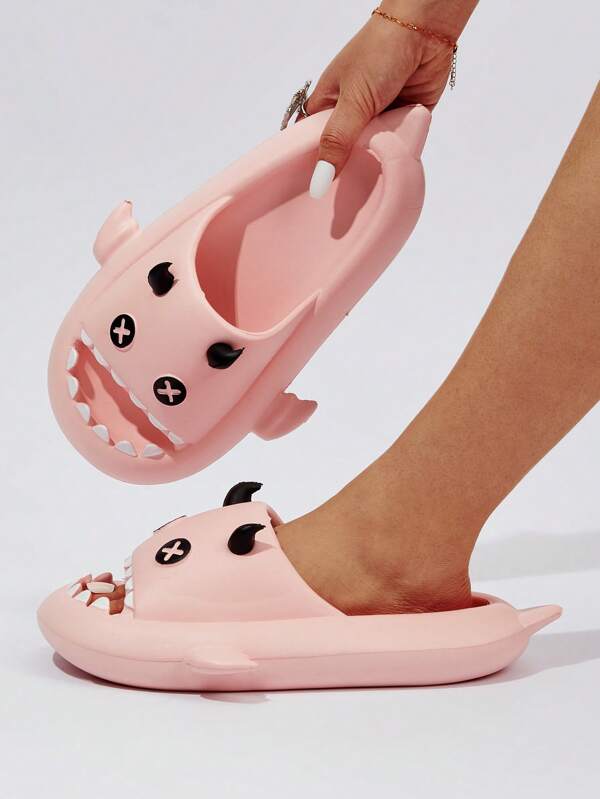Women Cartoon Shark Design Slides, EVA Preppy Slides | SHEIN USA