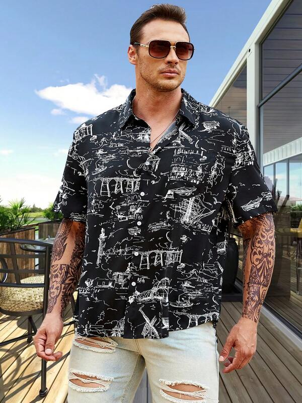 Manfinity LEGND Men Allover Print Shirt | SHEIN USA